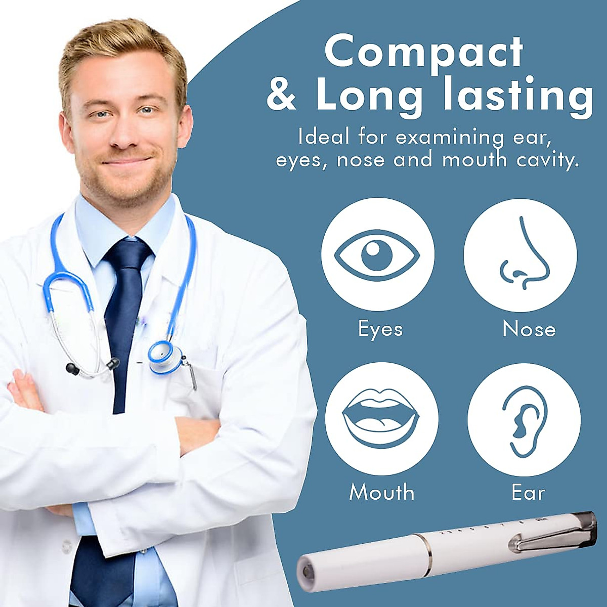 Novamedic 5 Pack LED Pen Light with Pupil Gauge, Reusable Medical Diagnostic Penlight for Doctors Nurses EMTs and Nursing Students, White, Batteries Included