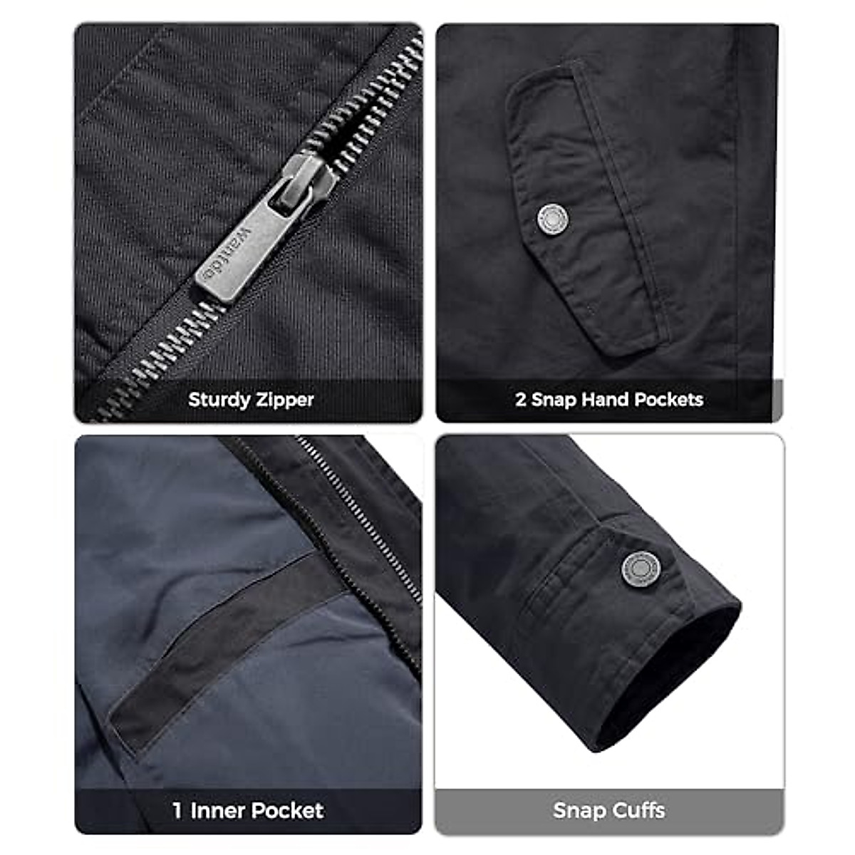 wantdo Men's Bomber Jacket Tactical Jacket Canvas Army Jacket with Detachable Hood Grey Medium