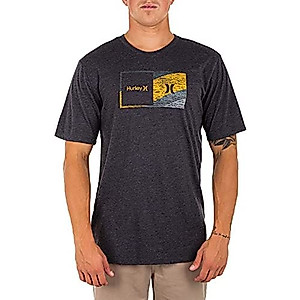 Hurley mens Icon Slash Gradient T-shirt T Shirt, Black Heather/Pollen, Medium US