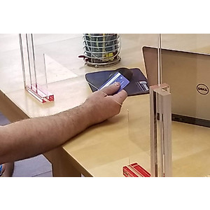 888 Display Single Pack Elegant Plexiglass Shield Guard Finished Corner Edge Design - Elegance with Protection for Reception Desk Checkout Counter Nail Salon Services Office Setting