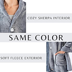 EzrAllora Grey Poncho Blanket for Women - No Sleeves - Fleece Wrap Shawl with Pockets - Wearable Throw Blanket - Warm Sherpa Throw - Lap Blanket -Gift for Mom and Grandma