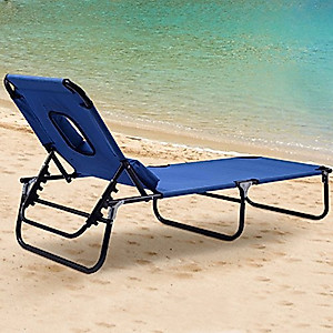Casart Chaise Lounge Chair, Folding Beach Chair with Adjustable Back and Hole for Face Down, Perfect for Beach, Pool, Patio and Lawn (1)