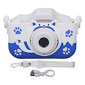 Kids Selfie Digital Camera Small Portable Blue Children's Cute Cartoon Fox Shape Four Filters Mini 40MP HD Camera