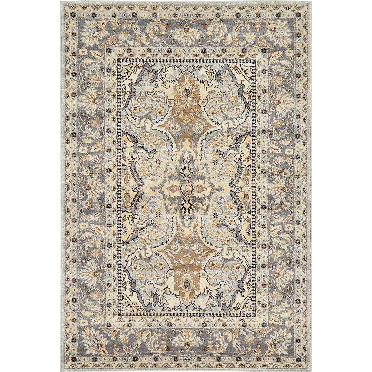 Unique Loom Tradition Collection Classic Southwestern Casual Design Area Rug (4' 0 x 6' 0 Rectangular, Gray/ Ivory)