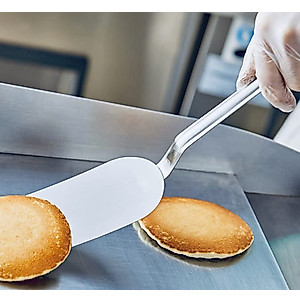 6 x 3 Flexible Stainless Steel Solid Turner Spatula for Griddle Grill, Square Edge Blade Grill Turner, Commercial Grade Turner by Tezzorio