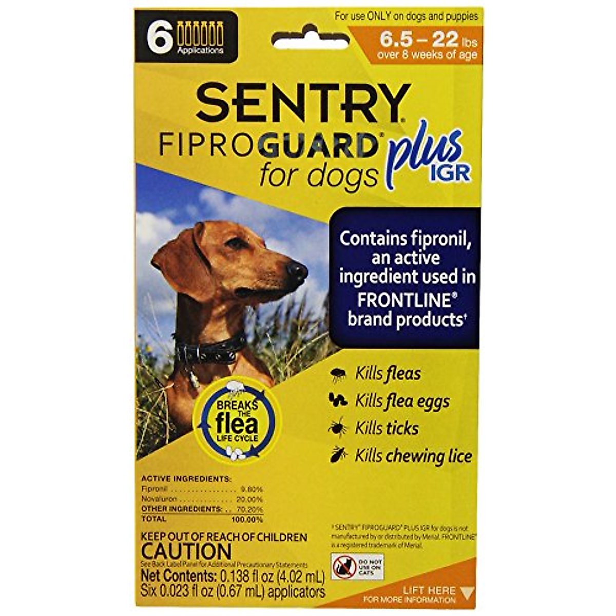 Sentry 6 Count FiproGuard Plus Dog Flea and Tick Drop, 22-Pound - Discontinued