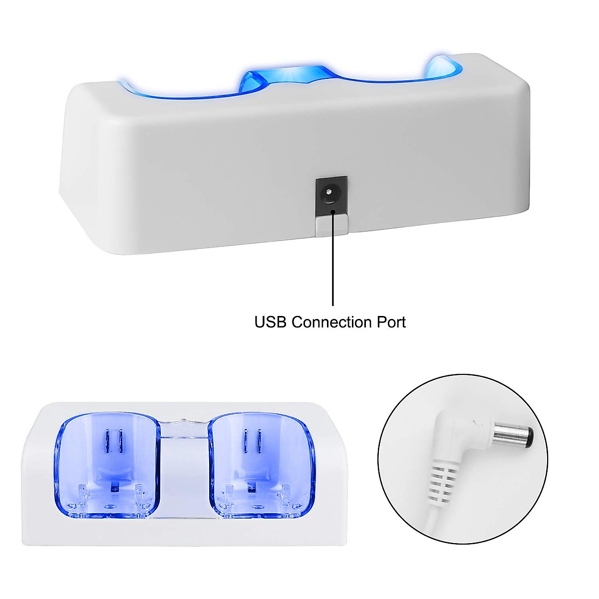 TechKen Dual Charging Station with 2 Rechargeable Batteries for Wii Controllers, Charging Dock for Wii Controllers, Wii Charger Station, Wii Charging Station