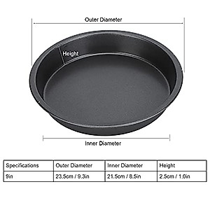 ARTYSHILS 2 Pcs Non Stick Pizza Pan Round Pizza Tray Deep Thickened Carbon Steel Baking Pan for Kitchen Bakery(9in)