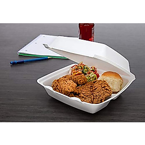 DART 85HT3R Med Perforated 3 Comp Foam Hinged Container, 8.5 Inches (Case of 200), original version,White