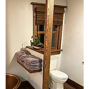 Joel's Antiques Floating Wall Shelf - 24-Inch Wood Decor & Shelving for Bathroom, Kitchen, Living Room, & Farmhouse - Wall-Mounted Rustic Stand, Wooden Hanging Display - Medium Brown, 24" x 10" x 2"
