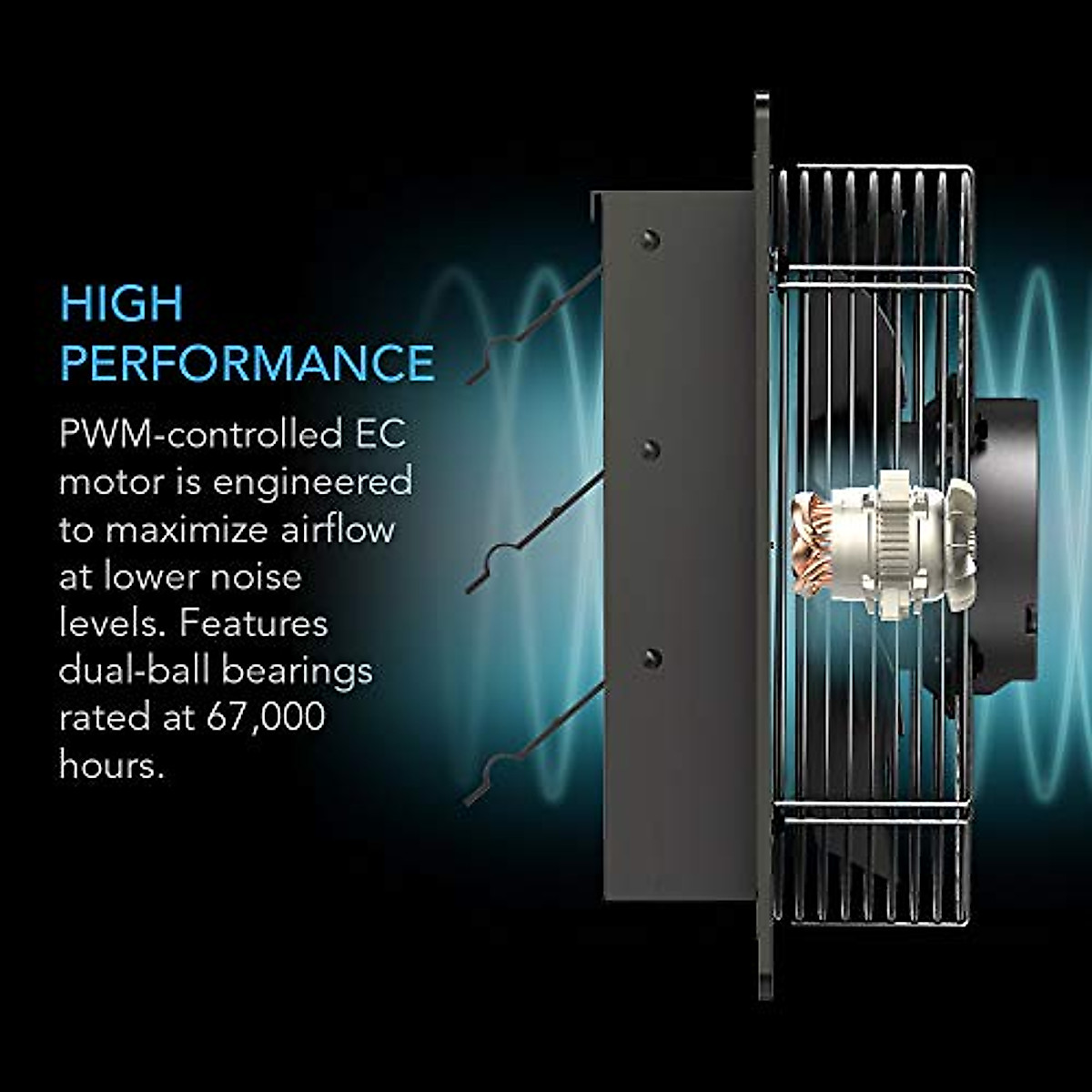 AC Infinity AIRLIFT S10, Shutter Exhaust Fan 10” with 10-Speed Controller, EC Motor - Wall Mount Ventilation and Cooling for Sheds, Attics, Workshops, and Greenhouses