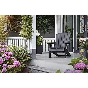 Keter Alpine Adirondack Resin Outdoor Furniture Patio Chairs with Cup Holder-Perfect for Beach, Pool, and Fire Pit Seating, Grey