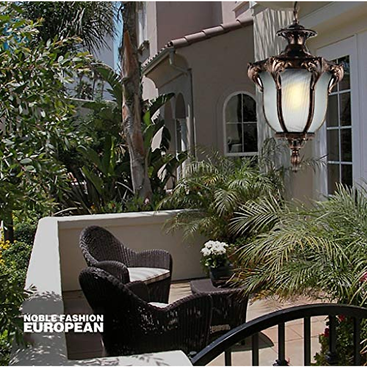 TJZY Novely Chandeliers-Chandelier+Pendant Light Allay Lamp Body Glass Lampshade Outdoor Waterproof for Balcony Hallway Courtyard Garden E27, Creative Decorative Lighting / 24.5 cm40 cm