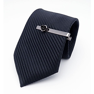 Jonwo Rose Flower Men's Tie Clip With Presentation Box Tie Bar for Gentleman Regular Necktie Tie Clip for Daily Business Anniversary Wedding Occasions (Gunmetal Rose Tie Clip)