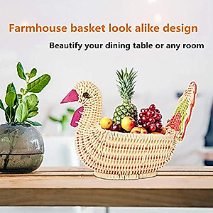Wifehelper Cute Mini Turkey-Shape Desktop Storage Basket Hand-Woven Basket for Practical Uses Home Decoration Desk Ornaments