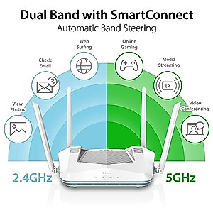 D-Link Eagle Pro Ai WiFi 6 Smart Internet Router (AX3200) - Optimized for Gaming & Streaming, Compatible with Alexa and Google, AX3200 (R32)