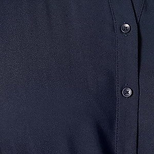 Amazon Essentials Women's Relaxed Fit Half-Sleeve Waisted Midi A-Line Dress, Navy, Large