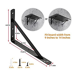 HOME MASTER HARDWARE Heavy Duty Shelf Brackets 12 inch x 8 inch Metal Shelves Supports 90 Degree Triangle Wall Mount Angle L Bracket for Floating Shelving with Screws Black 10-Pack