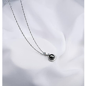 QuakerBrid South Sea Tahitian Cultured Genuine Black Pearl Necklace VVS D color Moissanite and AAAA Quality 10mm Round Black Pearl Pendant Necklace 18K Gold Plated Sterling Silver Gift for Women Wife