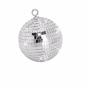 Mirror Disco Ball, 6 inch Mirror Ball Silver Disco Party Stage Lightning Balls with Hanging Rings for DJ, Dance, Wedding, Christmas, Birthday, Home Party Favors Decorations (6inch, Silver)