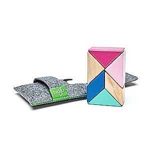 6 Piece Tegu Pocket Pouch Prism Magnetic Wooden Block Set, Blossom