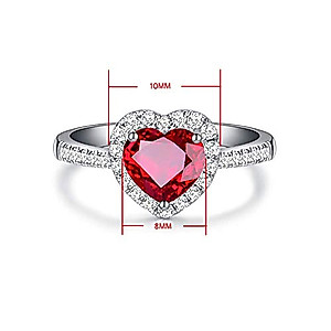 Dungkey Red Ruby Heart Shape Gemstone Sterling 925 Silver Wedding Rings for Women Bridal Fine Jewelry Engagement Bague Accessories (8)