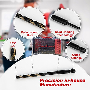 VALYRIANTOOL Impact Drill Bit Set, 21PCS Hex Drill Bit Set, Black Gold Drill Bits Set, HSS Quick Change Impact Driver Drill Bit Set for Copper, Aluminum, Zinc Alloy, Wood, Plastic 1/16"-1/2"