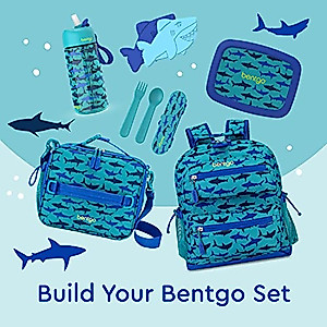 Bentgo® Kids Backpack - Lightweight 14” Backpack in Unique Prints for School, Travel, & Daycare - Roomy Interior, Durable & Water-Resistant Fabric, & Loop for Lunch Bag (Shark)