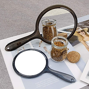 TOPYHL Makeup Hand Mirror, Double-Sided 3X 1x Magnifying Large Travel Handheld Mirror Cosmetic Mirror Acrylic Clear Finish Round Mirror (Black)