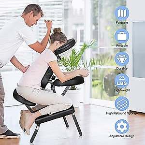LEMY Portable Massage Chair Adjustable Lightweight Tattoo Chair High Weight Capacity Foldable Spa Chair w/Carrying Bag