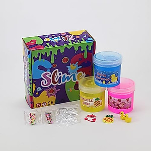 3 Pack Charm Crunchy Fishbowl Bead Slime,Super Soft and Non-Sticky, Great for Birthday Gifts for Girl and Boys,Party Favors