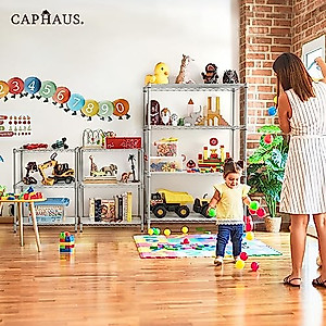 CAPHAUS NSF Adjustable Shelves Wire Shelving Unit w/Liner, Kitchen Storage Shelving, Metal Steel Storage Shelving, Garage Shelving Storage Organizer, Utility Shelf, 3-Tier no Wheel, Black