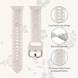 3 Pack Lace Floral Engraved Bands Compatible with Samsung Galaxy Watch 6 5 4 40mm 44mm Women,galaxy Watch 5 Pro 45mm,galaxy active 2,Galaxy Watch 3,20mm Hollow-out Embossed Flower Silicone Sport Strap