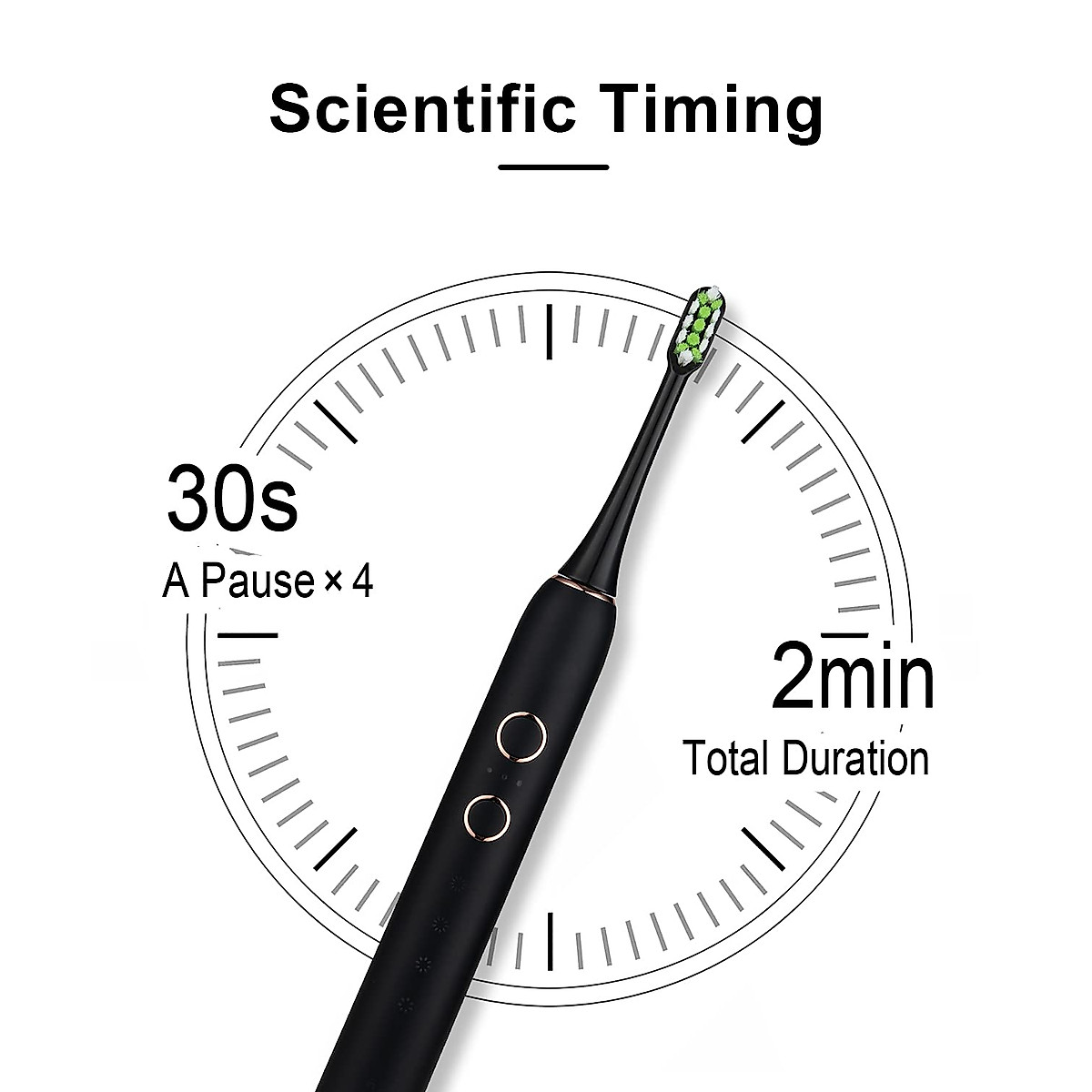 north lover Smart Sonic Rechargeable Electric Toothbrush with 4 Replacements (Black)