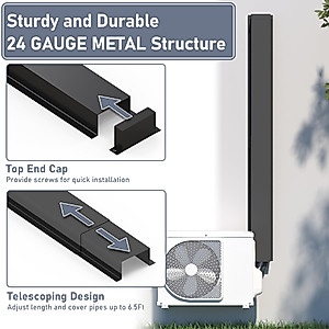 Flamorrow Metal Line Set Cover Kit, Decorative AC Line Cover Kit for Mini Split Air Conditioners and Central AC, Heat Pump Systems, 6 x 4 inch, Black