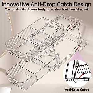 Delamu Bathroom Under Sink Organizers and Storage, Snap-Lock Pull Out Bathroom Medicine Cabinet Organizer,Multi-Purpose Kitchen Pantry Organizer and Storage with Movable Divider (2)