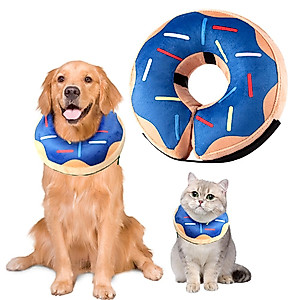 Dog Donut Collar,Dog Recovery Collar Dog Cone Alternative After Surgery,Large/Medium/Small Dogs and Cats (Blue, Large)