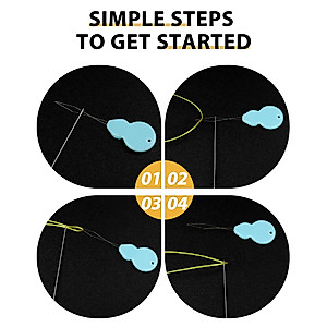 FIVEIZERO 60 Pieces Beading Needle Set, 5 Sizes Species Big Eye Beading Needles (with Threader) Needle Bottle, Yarn, Embroidery Needle, Thimble Foldable Beading Needle Set for Jewelry Making