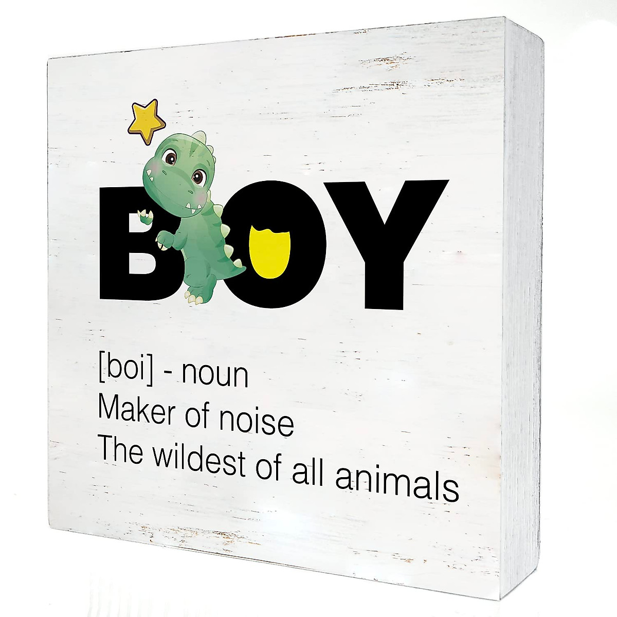 Dinosaur Nursery Wood Box Sign Baby Dinosaur Dino Boy Definition Wooden Box Sign Block Plaque for Wall Desk Home Boys Room Decoration