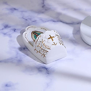 Porcelain Catholic Holy Water Font Our Lady of Guadalupe Holy Water Font for Entrance of Home Church Wall Hanging Decor Great Gift for First Communion, Confirmation, or New Home