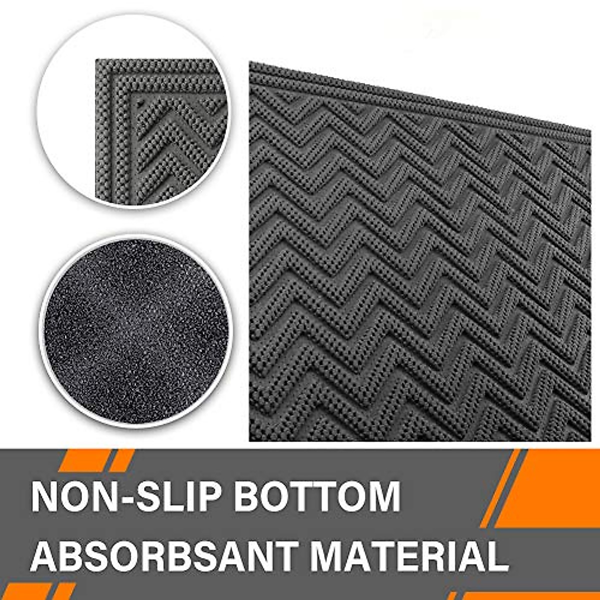 Mibao Welcome Mats Outdoor - Entryway Mat - Door Mats Outdoor, Outdoor Rubber Mats, Doormat Outdoor Indoor Entrance, Large Front Door Mat, Skid Resistant Durable, 24" x 36", Gray