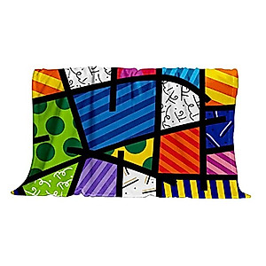BRITTO Romero Luxe Blanket & Throw (Colorful Landscape) Geometric Artwork Pattern, 60 x 80in