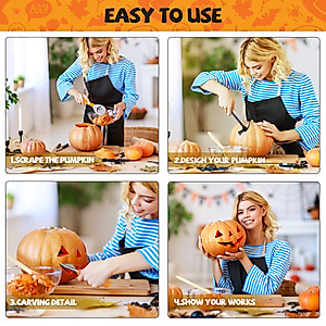 HOOJO 16 Pack Pumpkin Carving Kit with Stencils, DIY Pumpkin Carving Tools, Halloween Professional Pumpkin Carving Kit for Adult, Pumpkin Carving Set Gift for kids