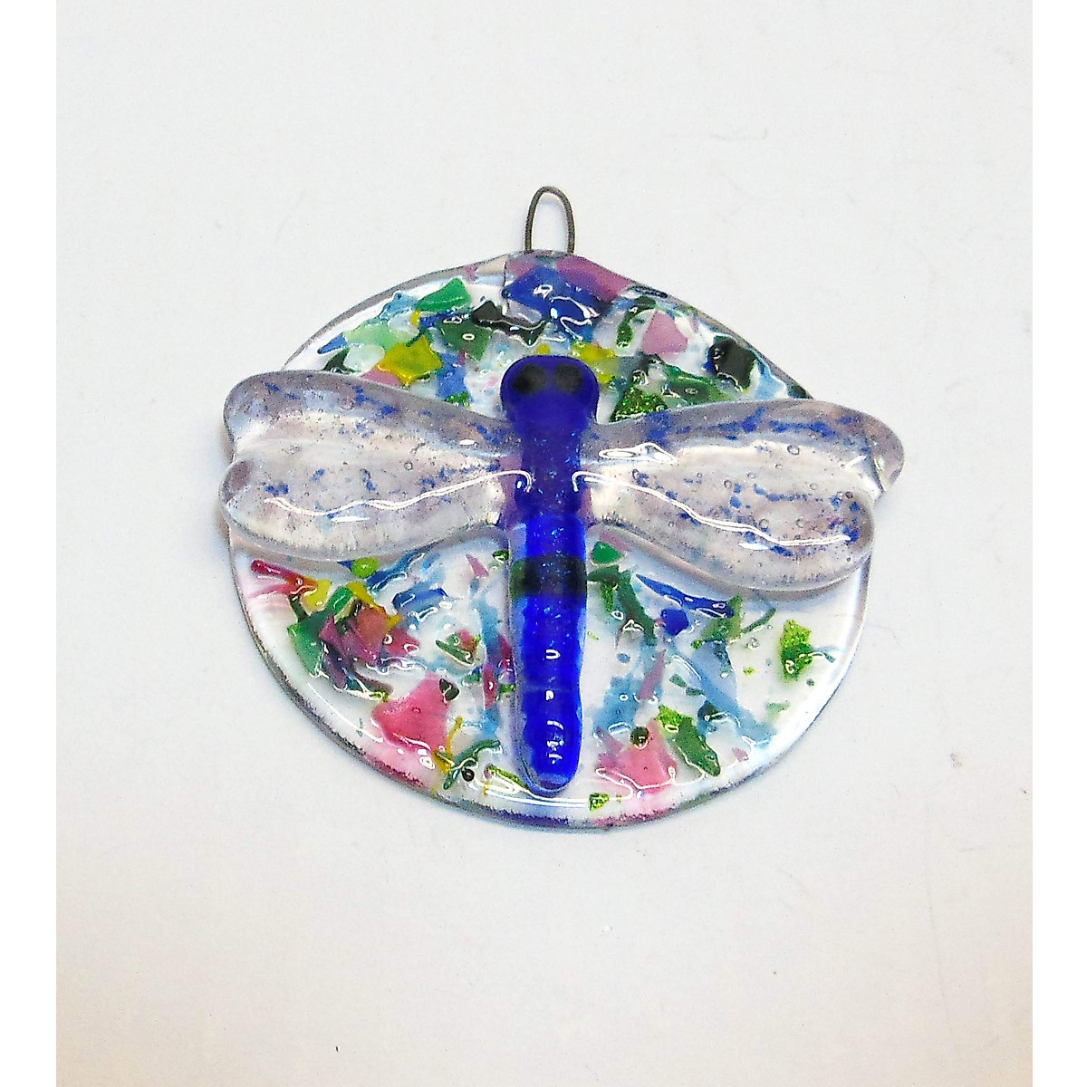 Handmade Iridescent Cobalt Blue Dragonfly Summer Round Garden Ornament Sun Catcher