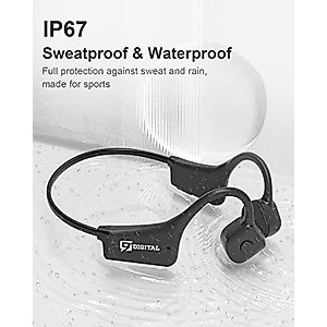 Bone Conduction Headphones Bluetooth 5.2,IP67 Waterproof Open Ear Headphones with Mic,Sweatproof Wireless Sport Earphones,Inductivv Bone Conduction Headset for Workouts,Running,Cycling and Gym(Black)