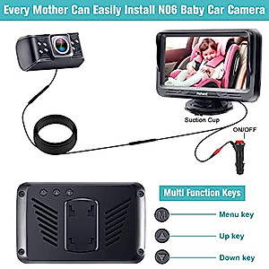 Rohent Baby Car Camera HD 1080P - 360° Rotating Crystal Night Vision Car Baby Monitor with Camera Rear Facing Infant Carseat Camera Backseat 3 Mins Easy Installation N06
