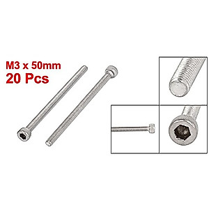 uxcell® M3x50mm 0.5mm Pitch Bolts Socket Cap Head Hex Key Screws 20pcs
