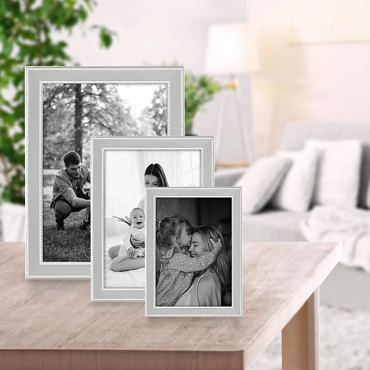 Siena Beaded Silver Picture Frame, Tarnish Resistant Finish, Perfect Photo Frame for any End Table, Credenza, Shelf, or Nightstand, Silver 4x6