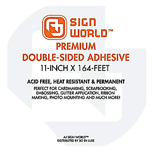 AJ Sign World Best 11" Ultra-Thin Permanent Double-Sided Tape for Arts, Crafts, Die Cutting, Photography, Scrapbooking, Tear-by-Hand, Documents, All Purpose (11-Inch by 55 Yards)