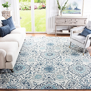 SAFAVIEH Madison Collection 8' x 10' Cream / Light Grey MAD600C Boho Chic Glam Paisley Non-Shedding Living Room Bedroom Dining Home Office Area Rug